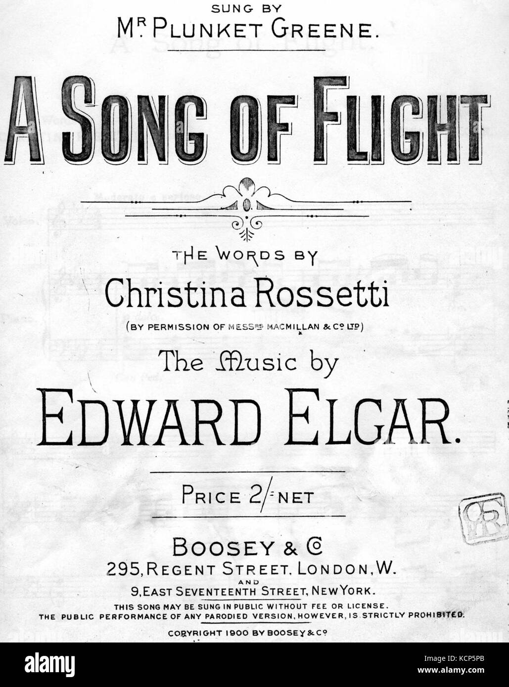A Song of Flight song by Elgar cover 1900 Stock Photo - Alamy