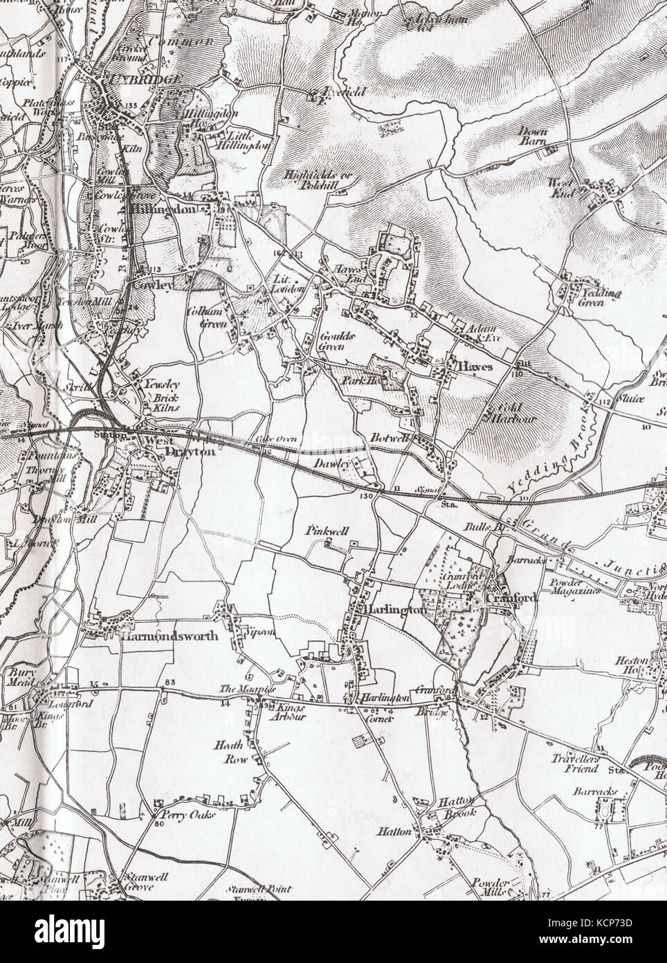 Harlington as seen on Ordnance Survey map sheet 71, 1822 1890, with ...