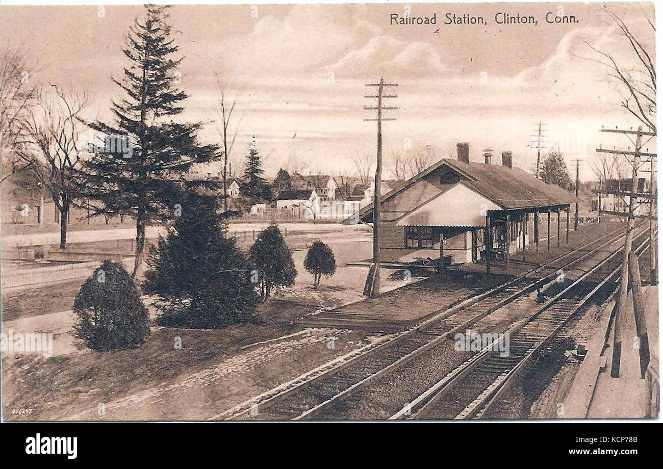 Clinton station postcard Stock Photo - Alamy