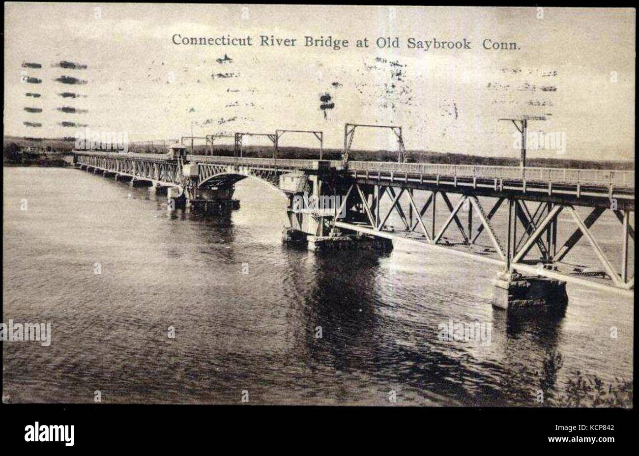 This vintage postcard depicts the Connecticut River Bridge, showcasing ...
