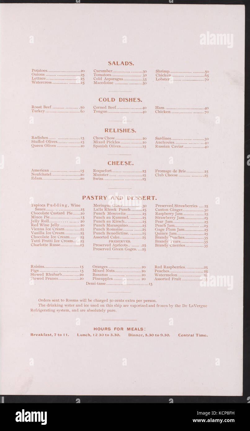 DINNER MENU (held by) NORTHERN STEAMSHIP COMPANY (at) STEAMSHIP ...