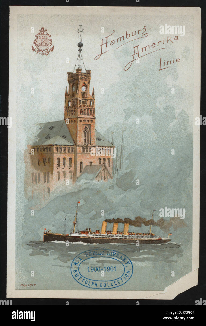 This photograph captures a dinner held aboard the Hamburg America Line ...