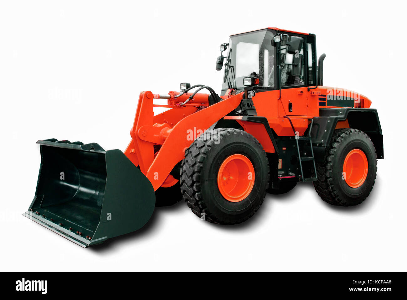 Red Wheel Loader isolated on white background Stock Photo - Alamy