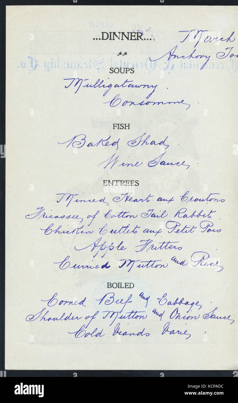 DINNER (held by) OCCIDENTAL & ORIENTAL STEAMSHIP COMPANY (at) S.S ...