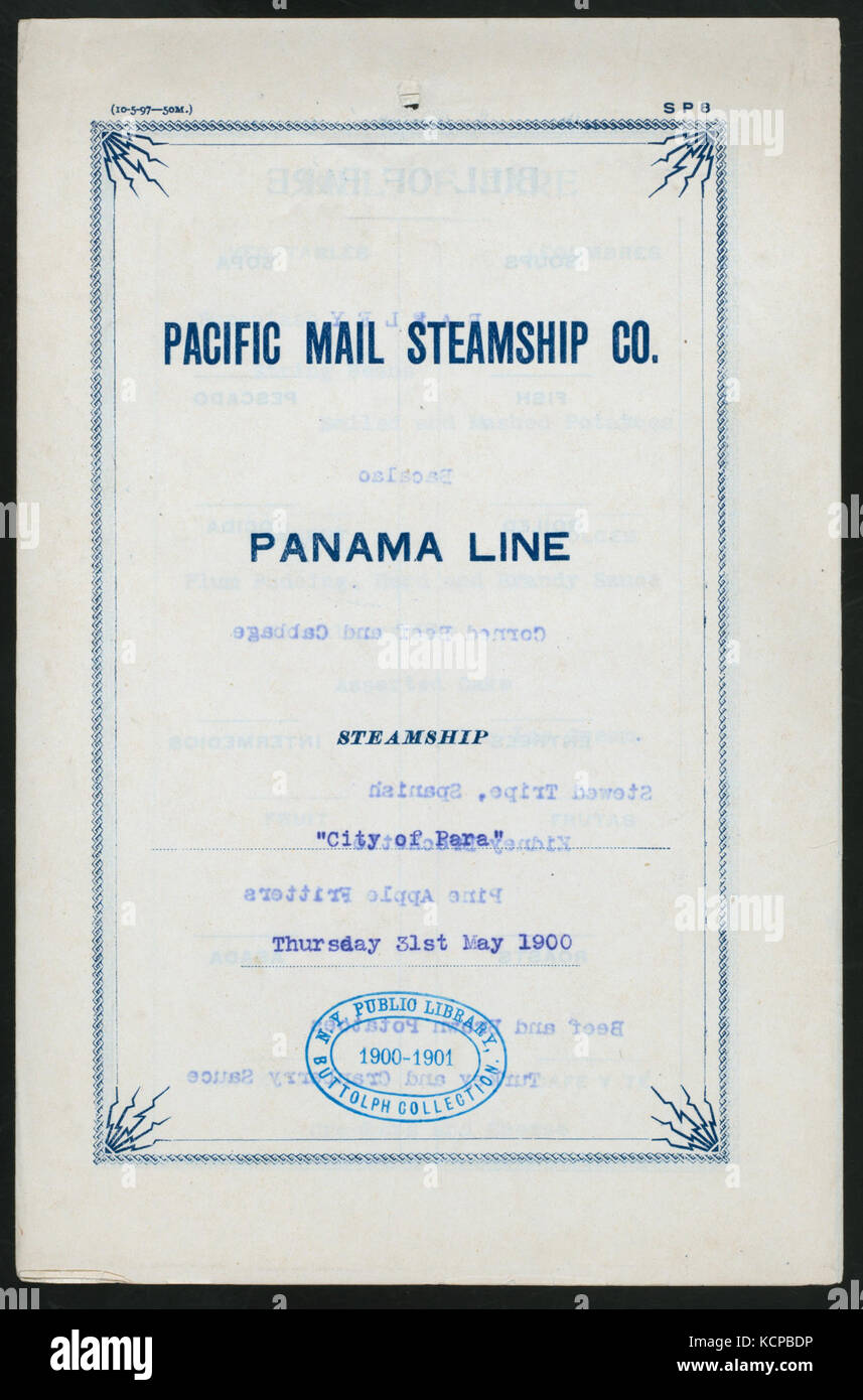 DINNER (held by) PACIFIC MAIL STEAMSHIP COMPANY PANAMA LINE (at) EN ...