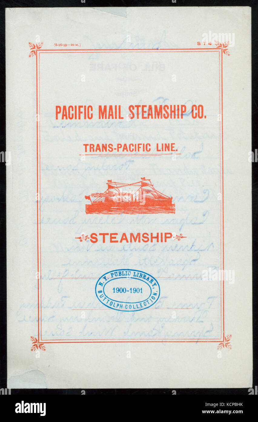 DINNER) (held by) PACIFIC MAIL STEAMSHIP CO. TRANS PACIFIC LINE (at) SS ...