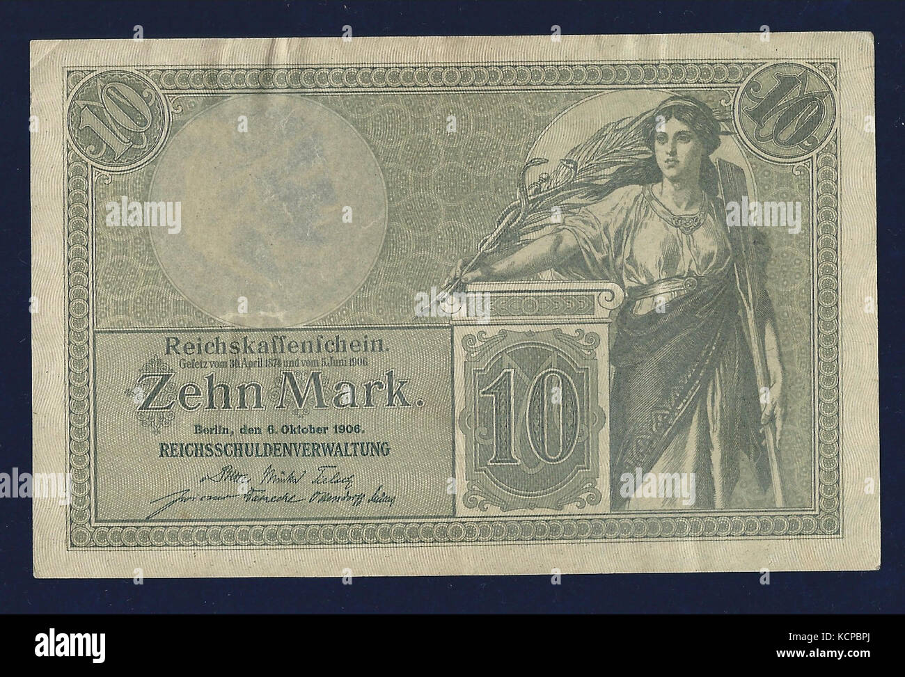 Germany 10 Mark 1906 Art Nouveau Banknote. Obverse Stock Photo - Alamy