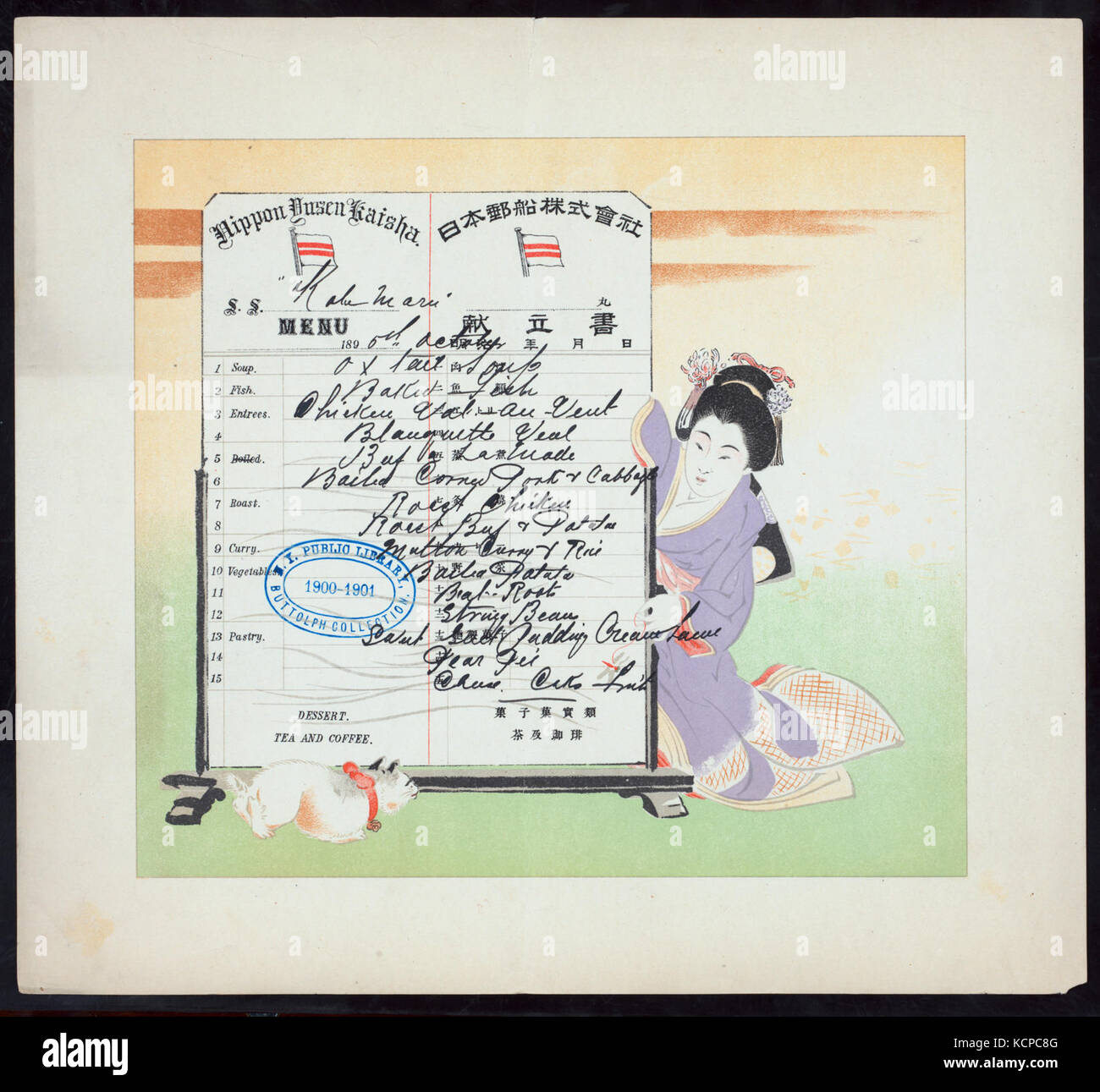 DINNER (held by) NIPPON YUSEN KAISHA (at) EN ROUTE ABOARD SS. KOBE MARU ...