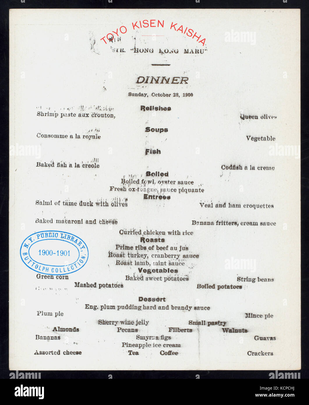 BREAKFAST (held by) TOYO KISEN KAISHA (at) EN ROUTE ABOARD HONG KONG ...