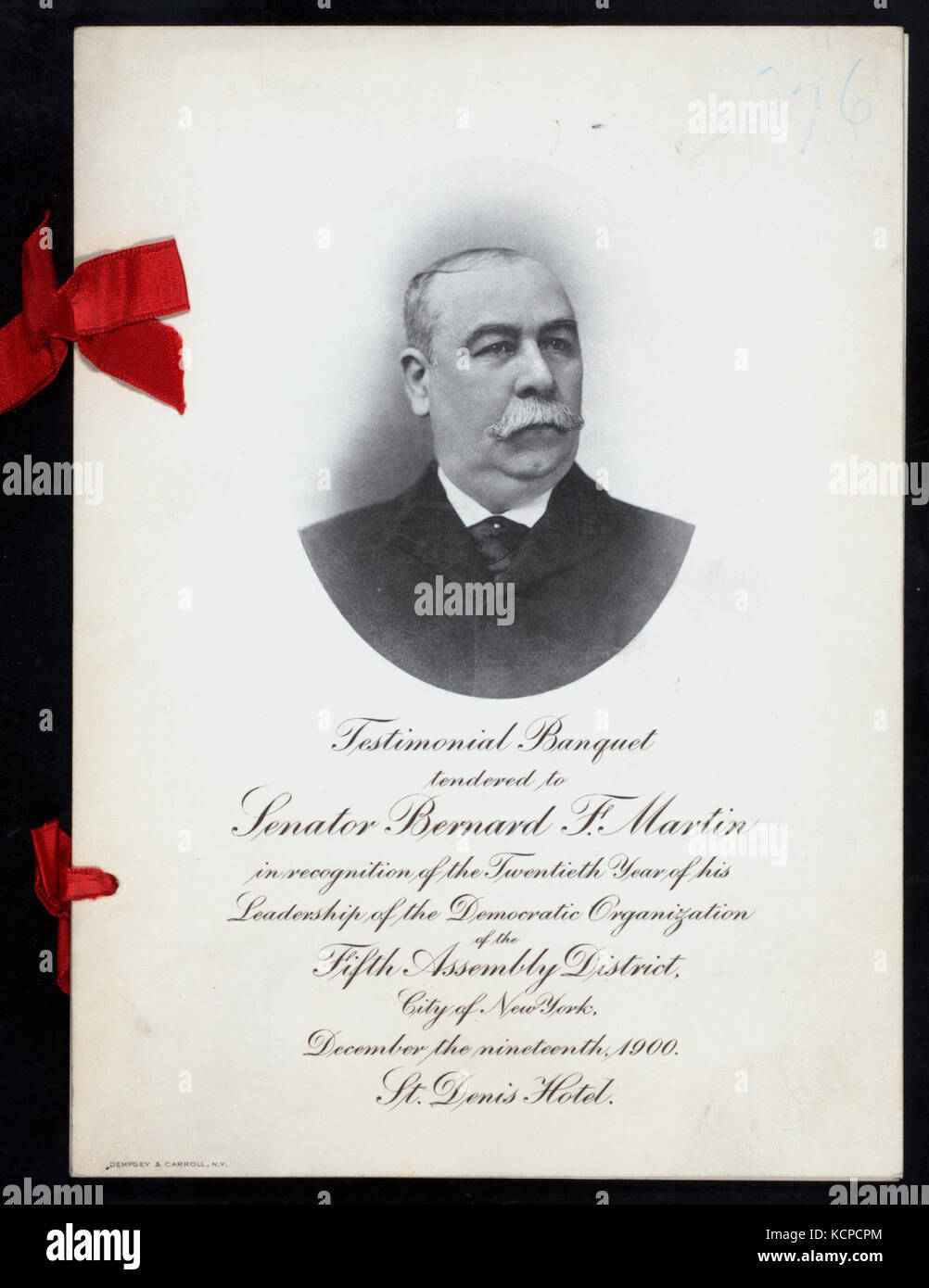 BANQUET IN HONOR OF SENATOR BERNARD F. MARTIN (held by) DEMOCRATIC ...