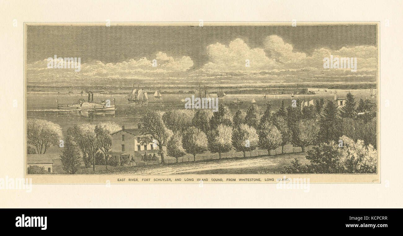 East River, Fort Schuyler, and Long Island Sound, from Whitestone, Long ...