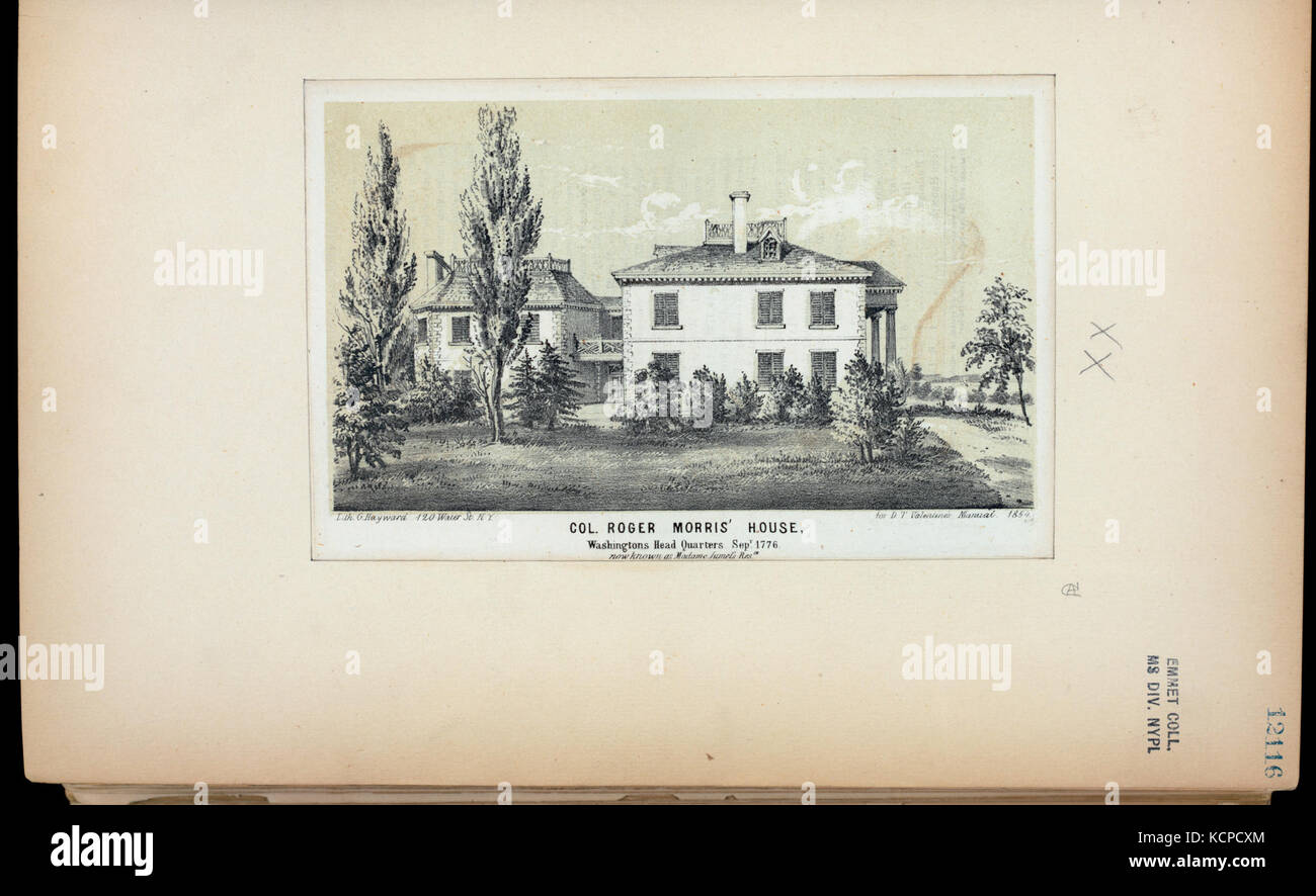 Col. Roger Morris' house, Washington's headquarters Sep.r 1776 (NYPL ...