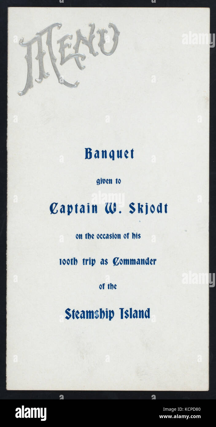 BANQUET TO CAPTAIN W. SKJODT ON THE OCCASION OF HIS 100TH TRIP AS ...