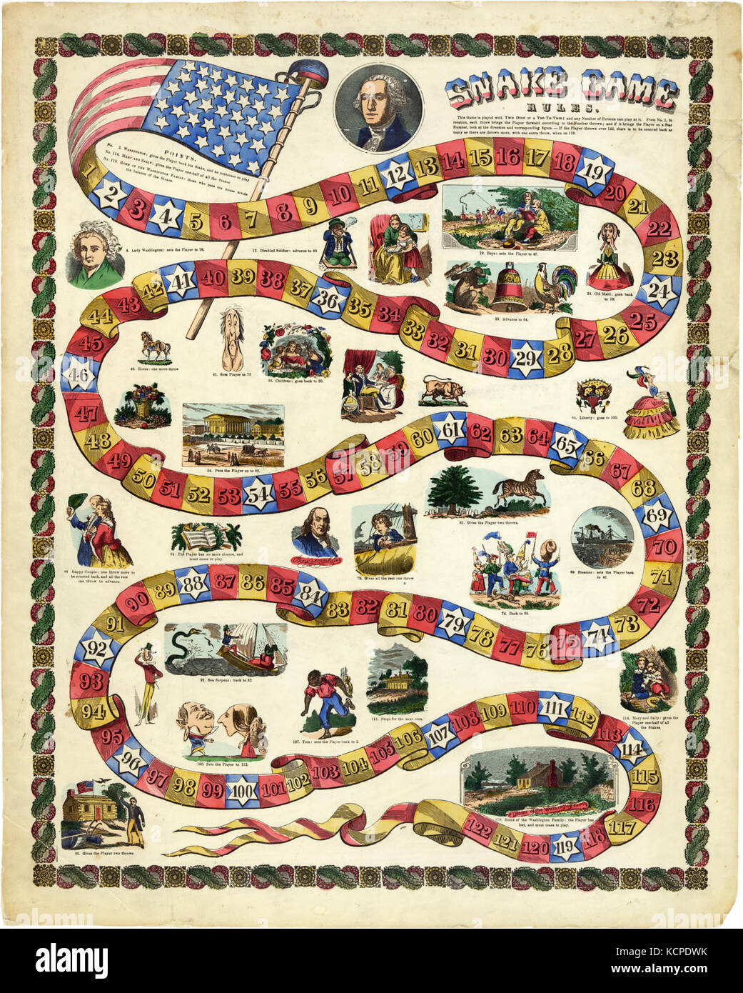 George Washington snake game, 1840 60 Stock Photo - Alamy