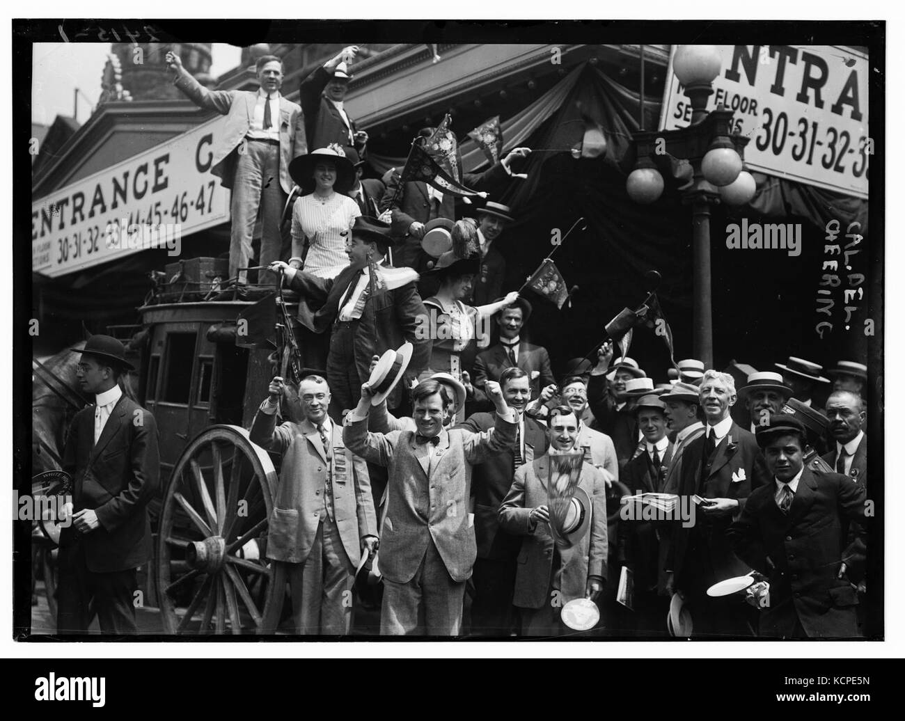 California delegates cheering on stagecoach at the 1912 Republican ...
