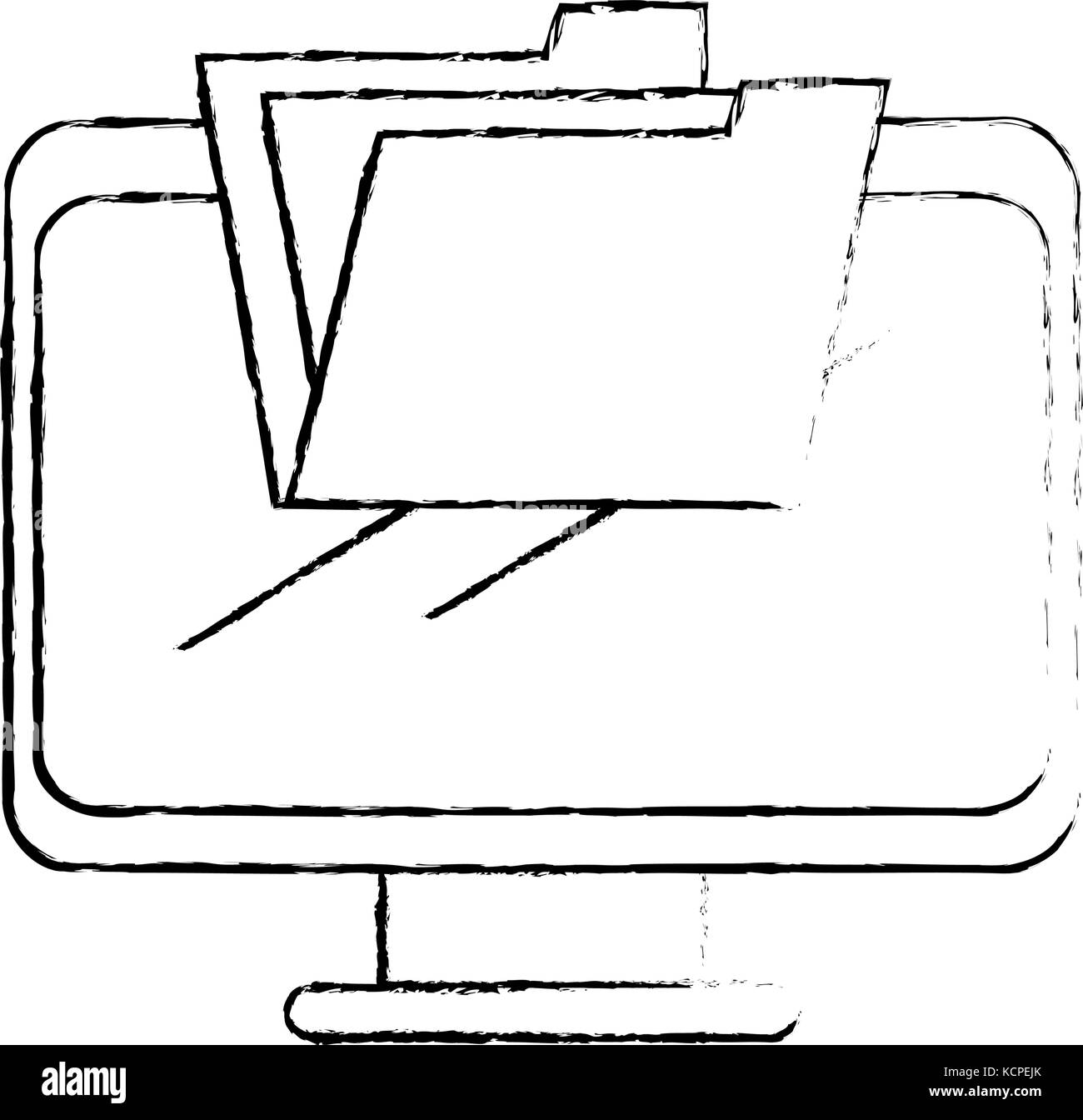 computer display with folder vector illustration design Stock Vector ...