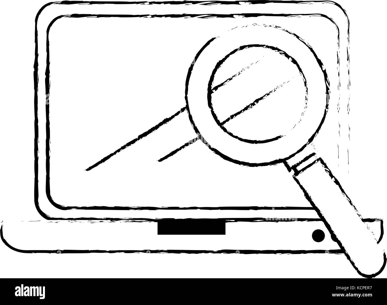 laptop computer with magnifying glass vector illustration design Stock ...
