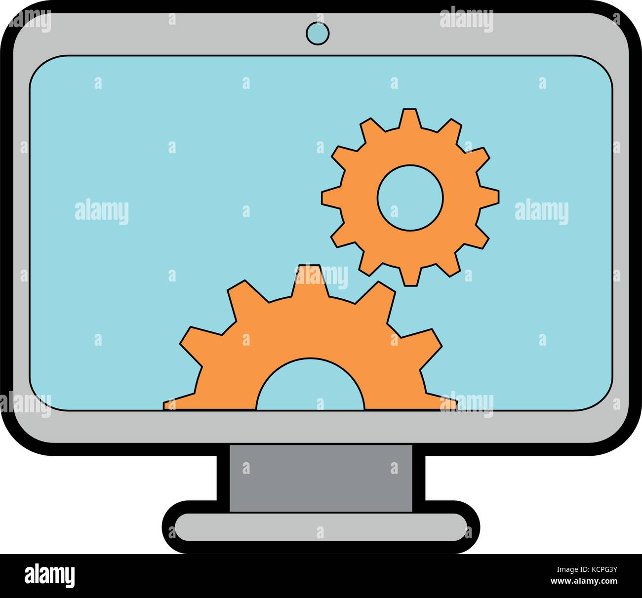 computer display with gears vector illustration design Stock Vector ...