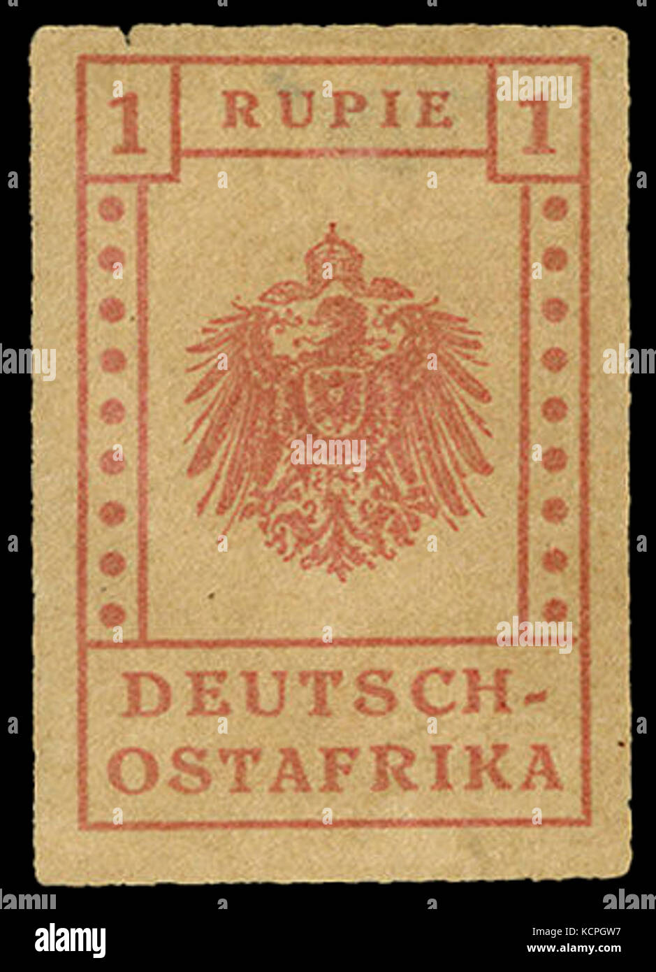 This image features a 1 rupie coin from German East Africa, issued in ...