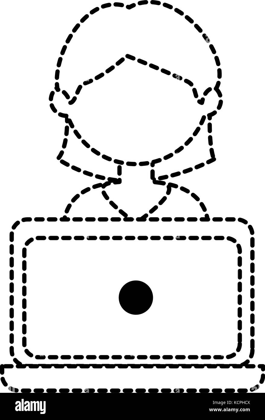 Girl using computer laptop Black and White Stock Photos & Images - Alamy