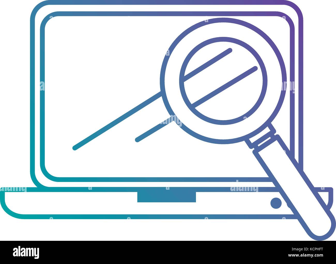laptop computer with magnifying glass Stock Vector Image & Art - Alamy