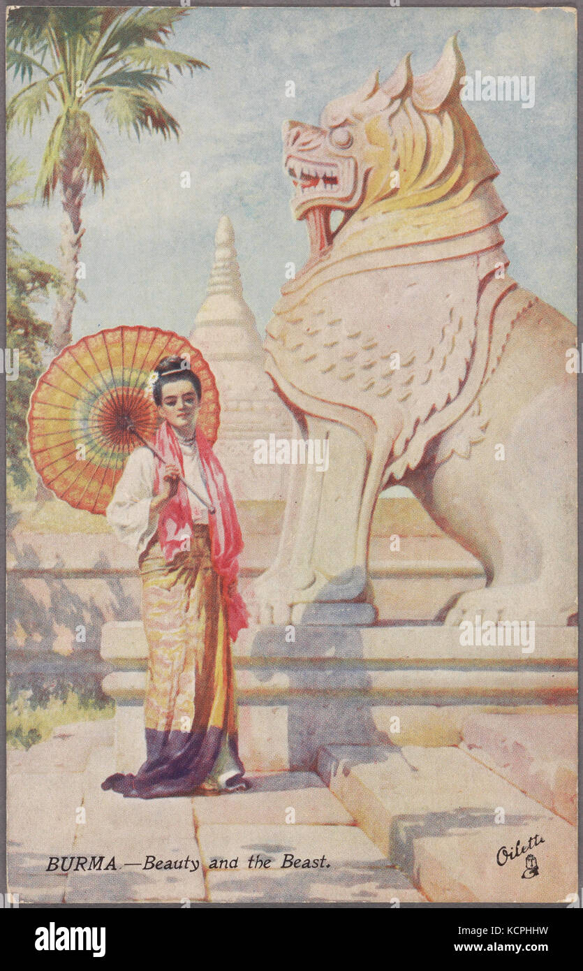 This image, titled 'Burma Beauty and the Beast', likely depicts ...