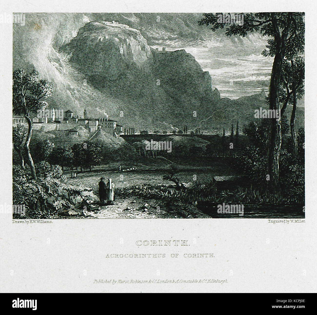 Corinth Acrocorinthus of Corinth Pomardi Simone 1829 Stock Photo - Alamy