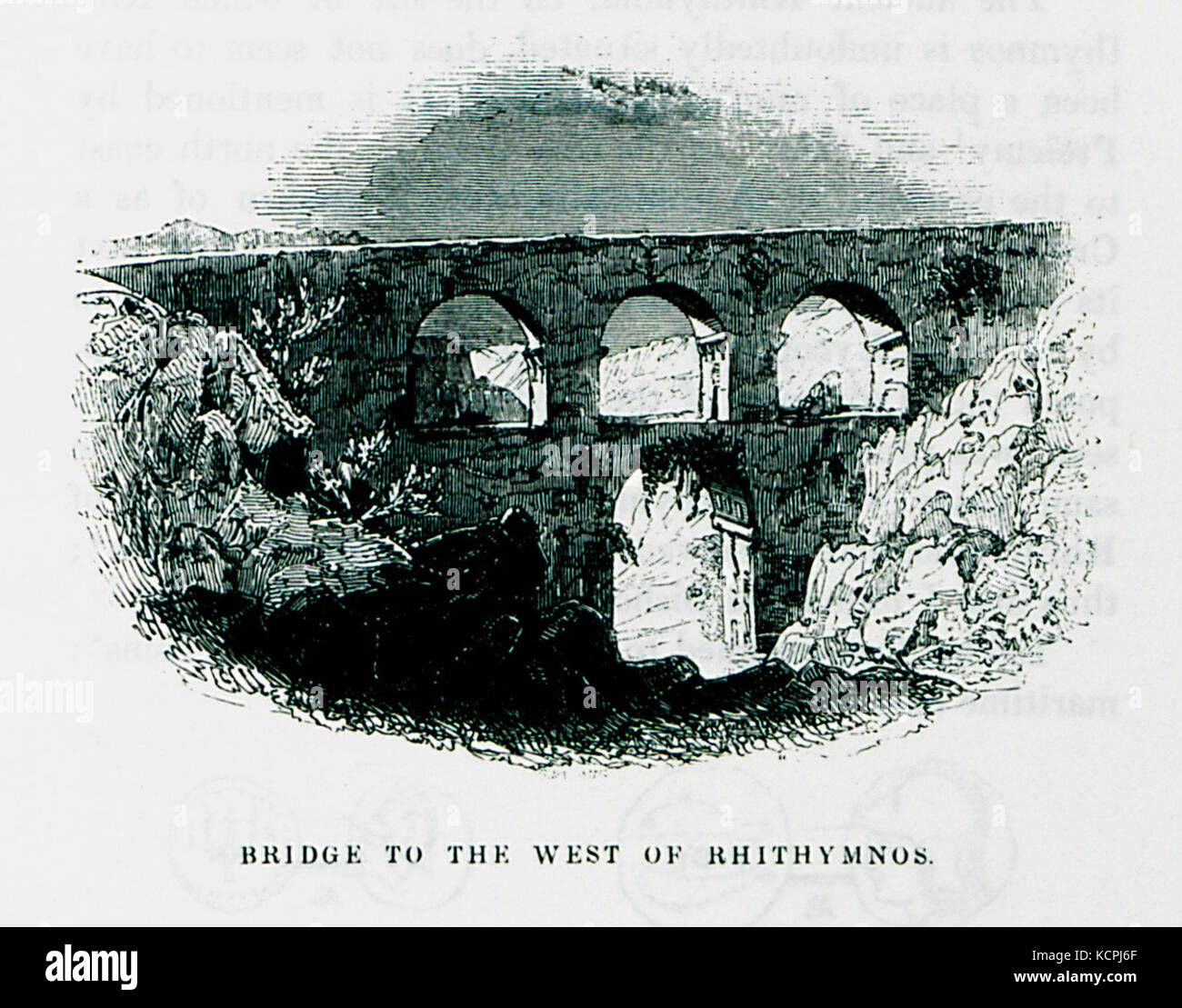 The 1837 depiction by Robert Pashley shows a bridge located to the west ...