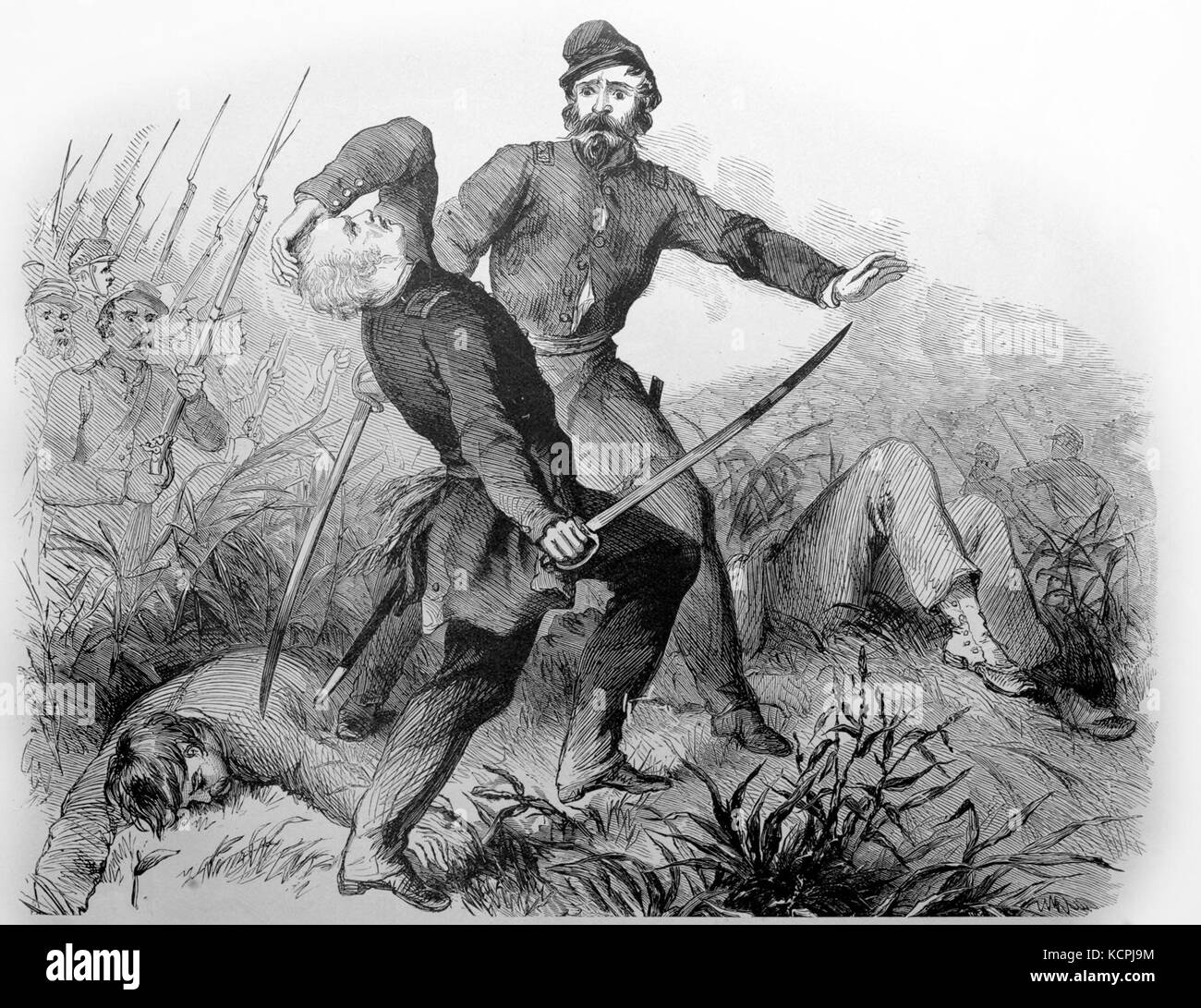 Death of Colonel Baker while Leading His Regiment at the Battle of Ball ...