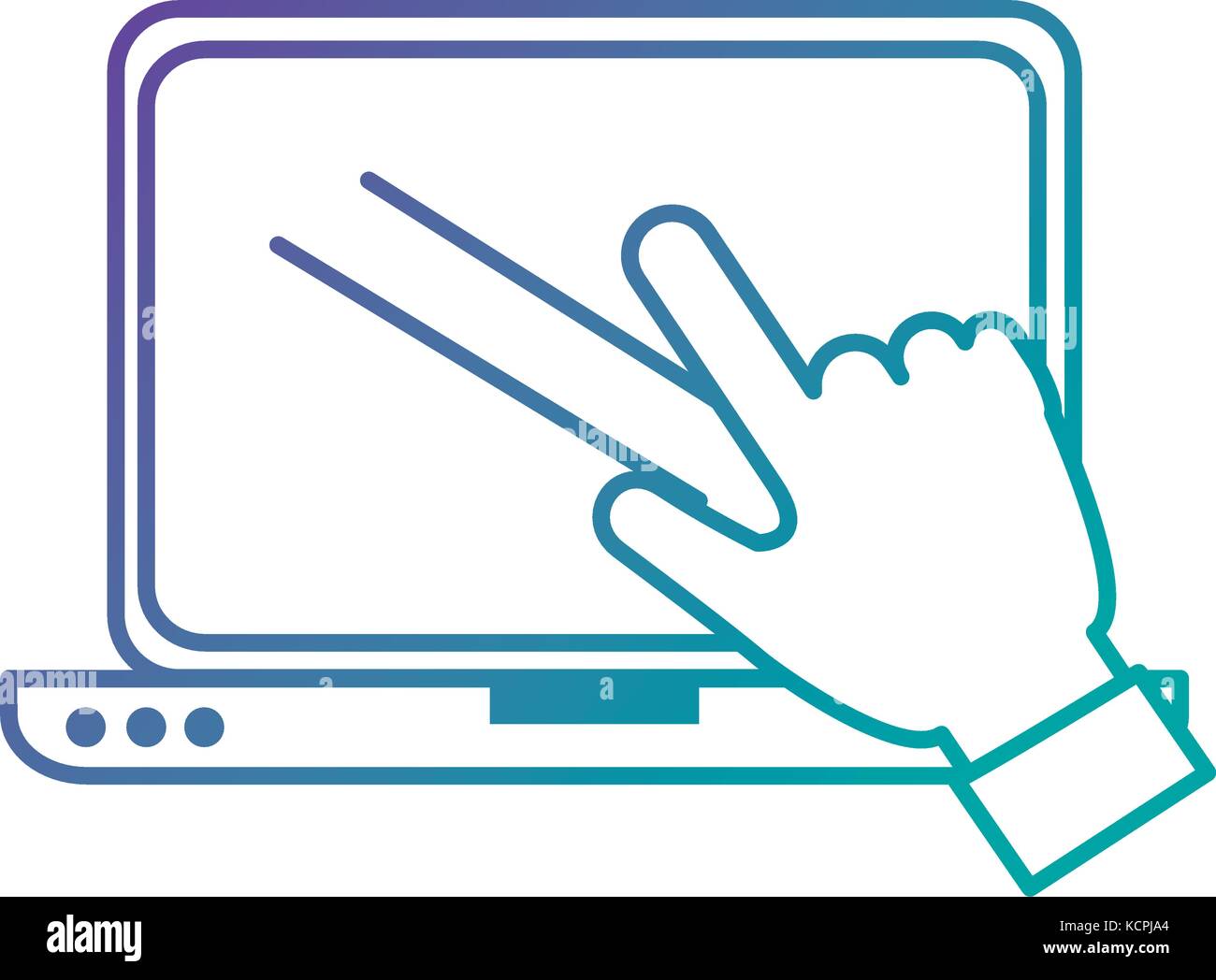 laptop computer with hand user touching Stock Vector Image & Art - Alamy