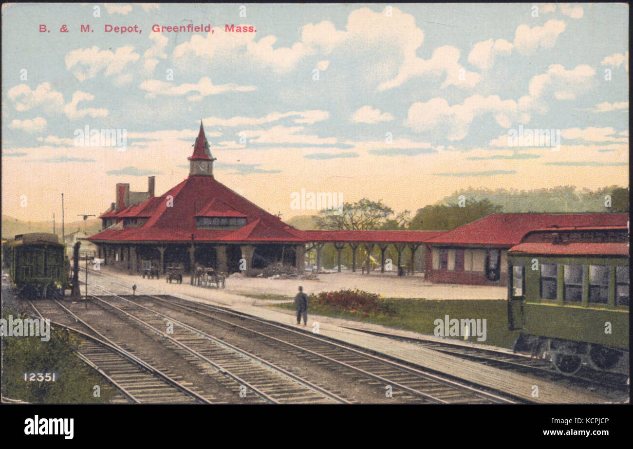 This postcard depicts Greenfield station, offering a historical glimpse ...