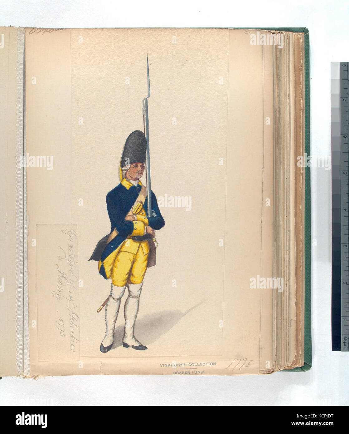 A historical illustration or portrait depicting a Granadero (grenadier ...