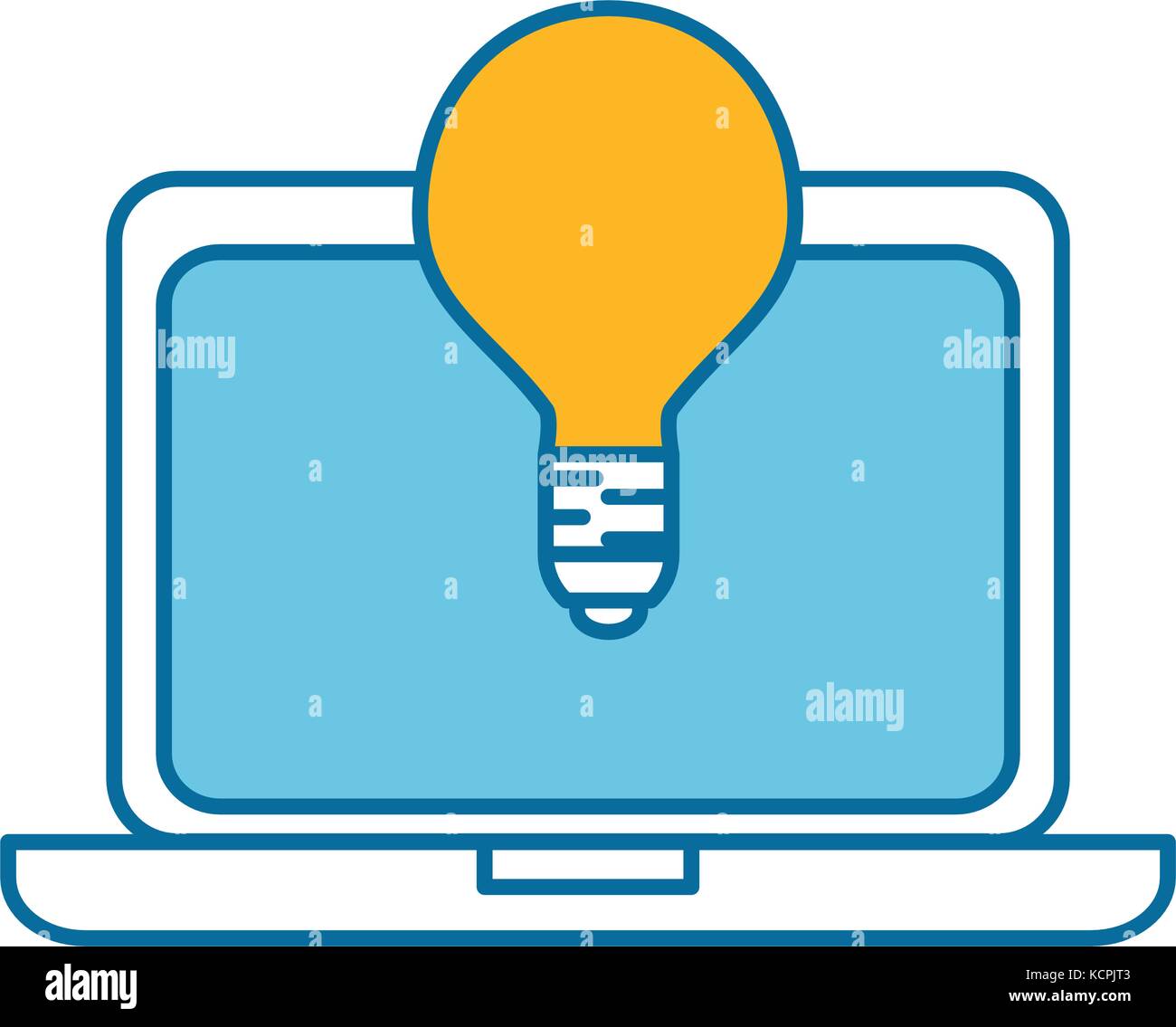 laptop computer with bulb Stock Vector Image & Art - Alamy