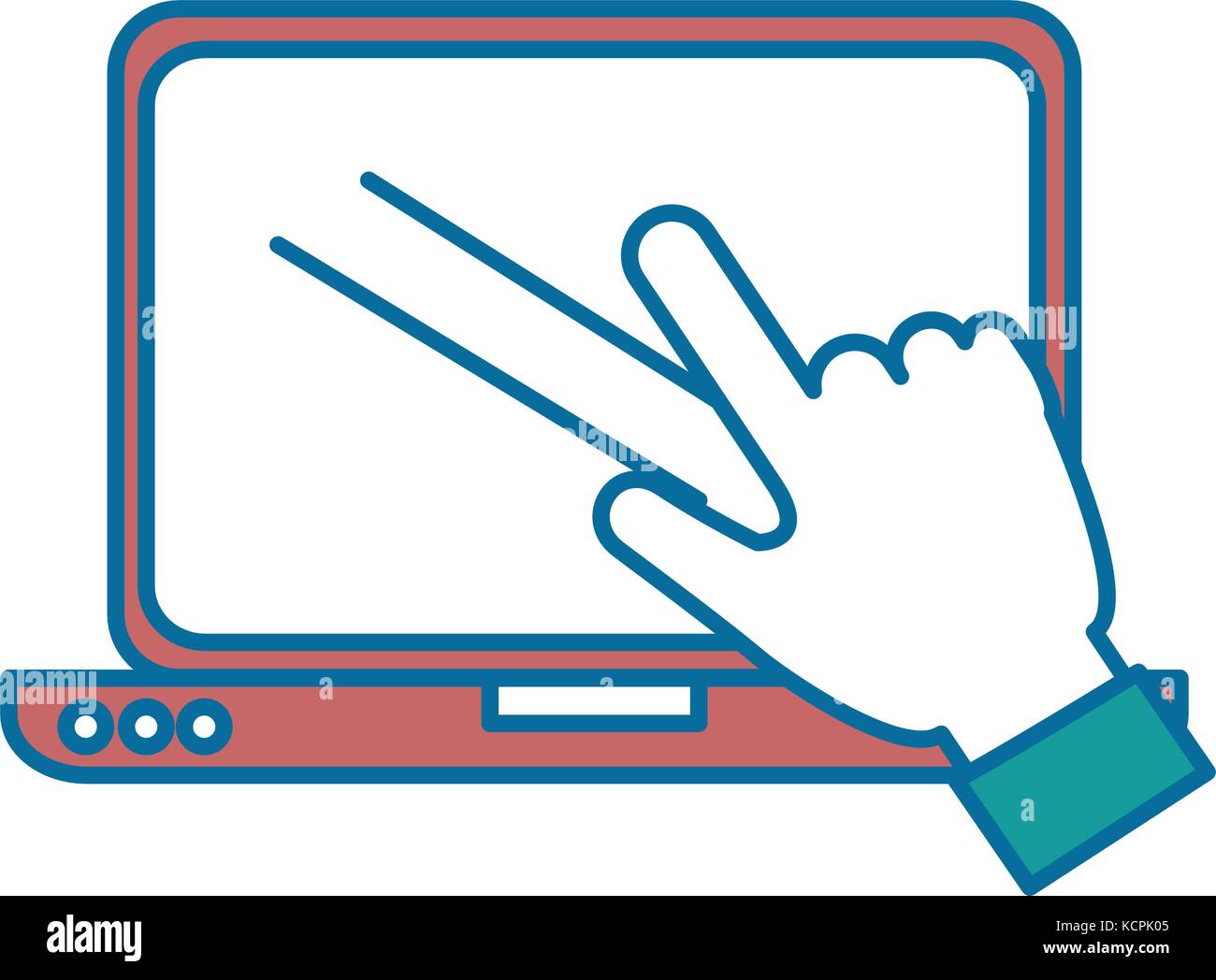 laptop computer with hand user touching Stock Vector Image & Art - Alamy