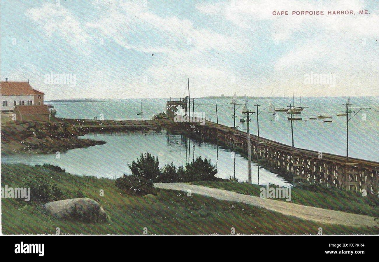 Cape Porpoise trolley bridge postcard Stock Photo - Alamy