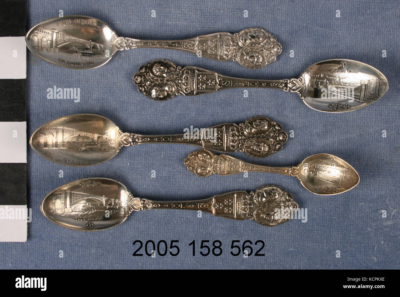 Five Silver Eads Bridge Souvenir Spoons Stock Photo - Alamy