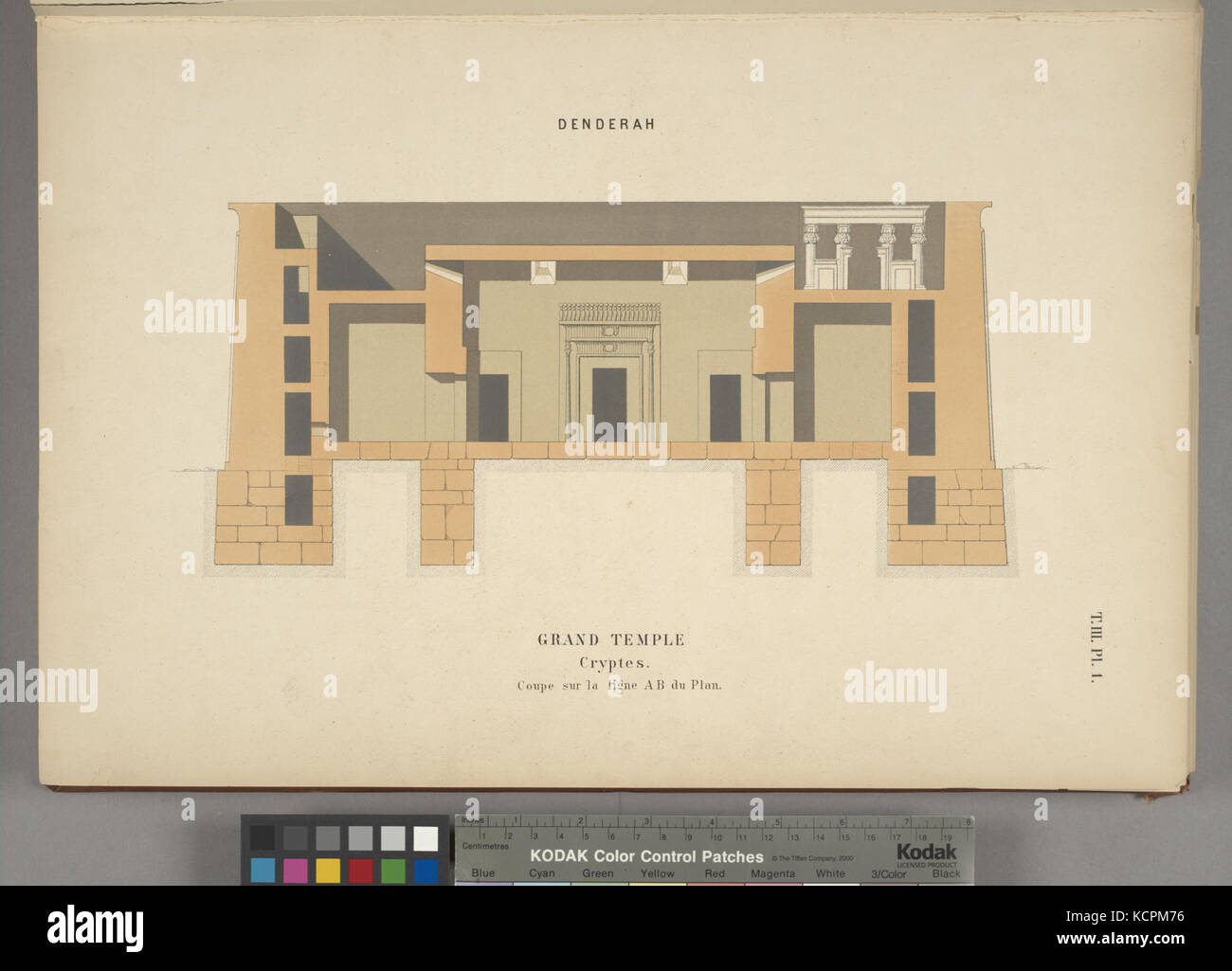 Denderah. Grand temple. Cryptes. Coupe sur la ligne AB du plan (NYPL ...