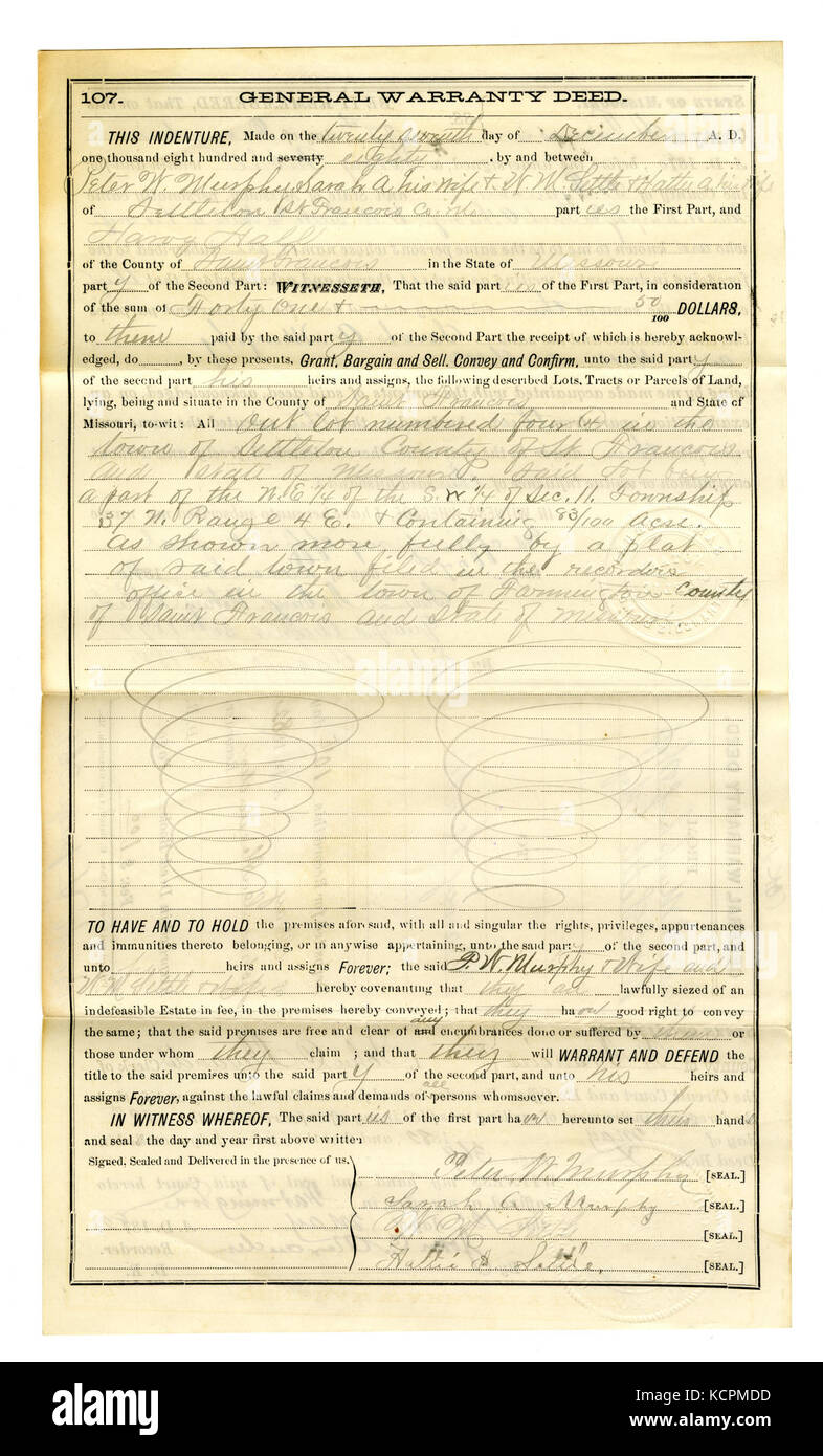 General warranty deed signed Peter W. Murphy, Sarah A. Murphy, W.M ...