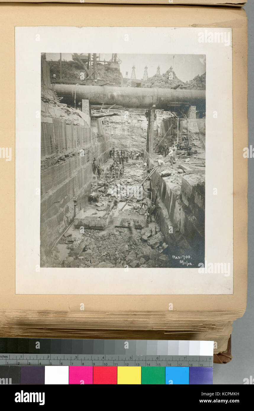 Ashokan Reservoir. Work in progress on cut off trench under the masonry ...