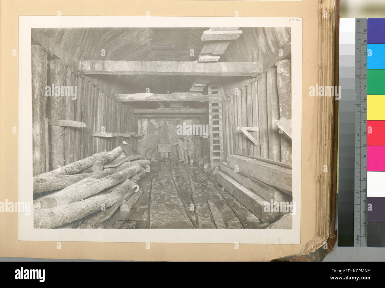 Garrison tunnel. View showing methods of timbering. Bench mucking in ...