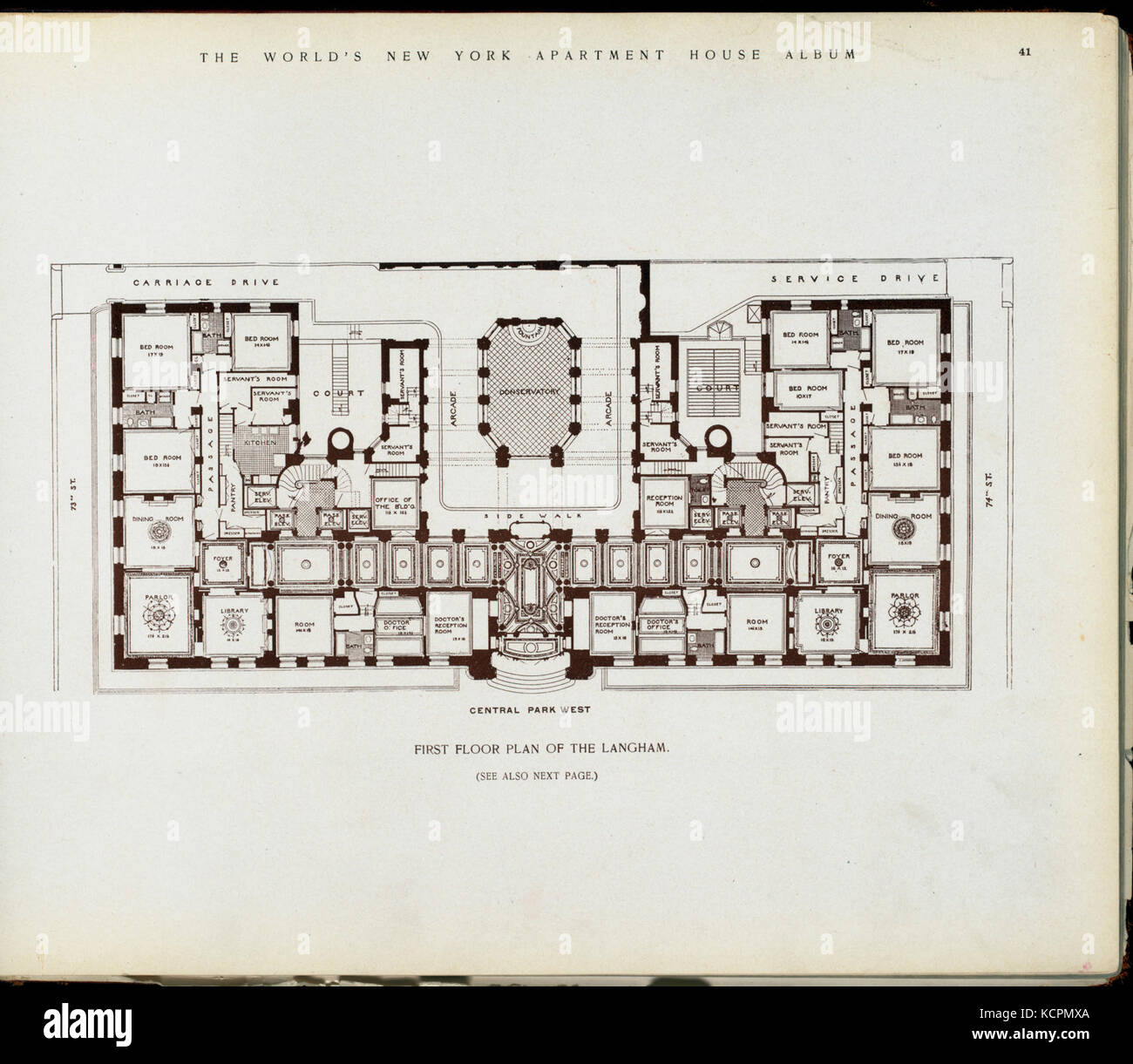 First floor plan of The Langham (NYPL b11389518 417276 Stock Photo - Alamy