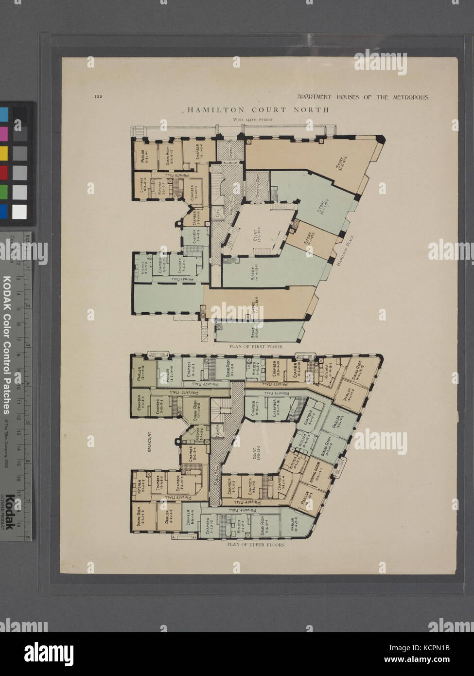 Hamilton Court, north. Plan of first floor; Plan of upper floors (NYPL ...