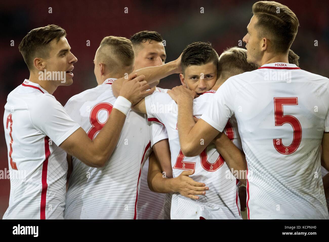 Lodz, Poland. 6th Oct, 2017. Goal 1:0 Dawid Kownacki, Jan Bednarek ...