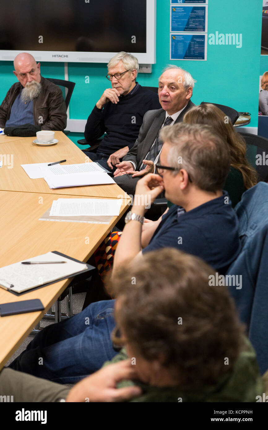Welsh Assembly member Mike Hedges (third from left) speaks at the first ...