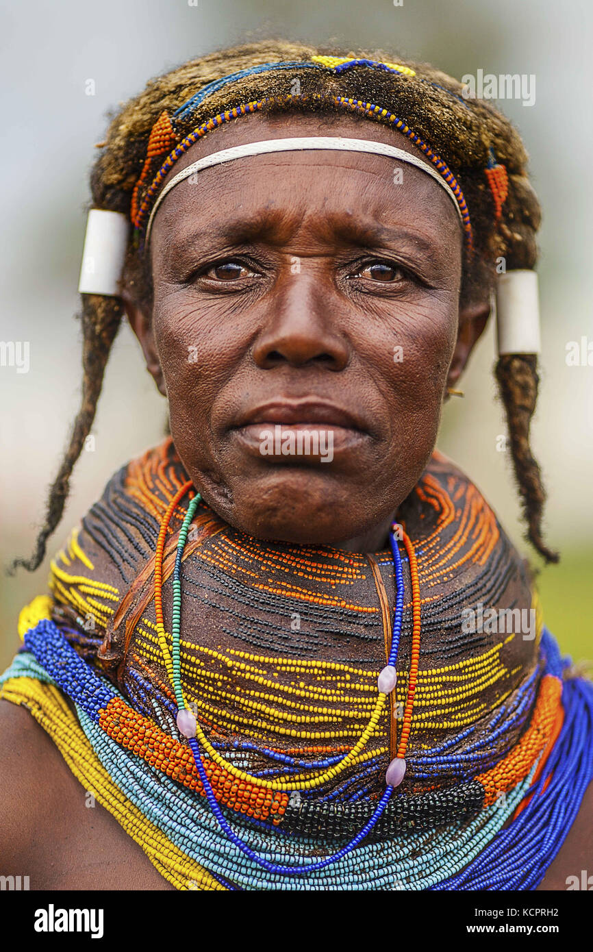 Angola. 20th Mar, 2013. Proud Mwila woman (also called Mwela, Mumuhuila ...