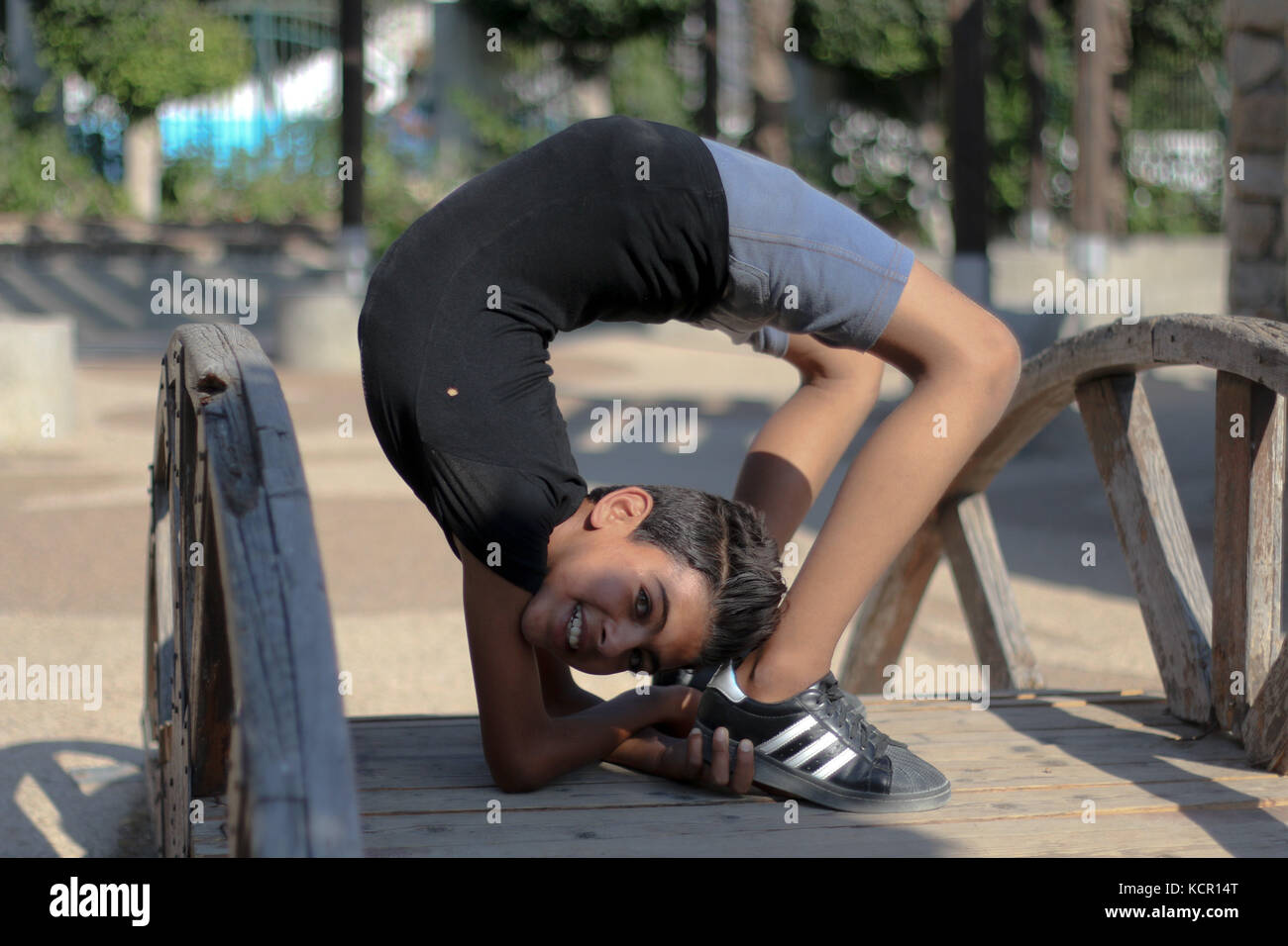 October 5, 2017 - Yousef al-Bahtini, a 12-year-old Palestinian boy, is ...