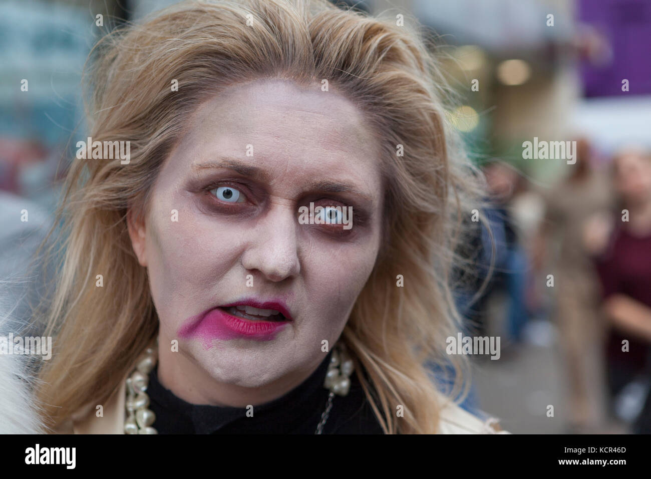 London, UK. 7th Oct, 2017. World Zombie Day, hundreds of blood smeared ...