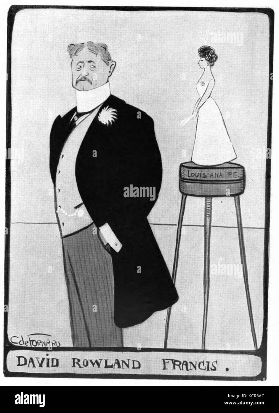 Caricature of David Rowland Francis Stock Photo - Alamy