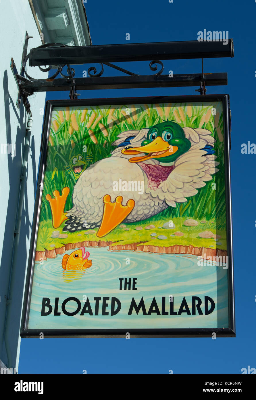 hanging pub sign for the bloated mallard, hampton hill, middlesex ...