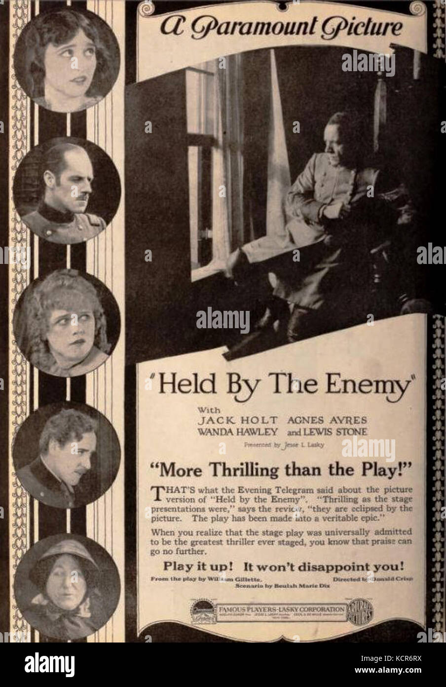 This image is a still from the 1920 film 'Held by the Enemy,' which ...